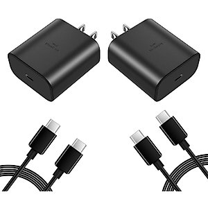45W USB-C Super Fast Charger for Samsung,2 Pack Android Phone Wall Charger with 5FT Type-C Cable Cord for Samsung Galaxy S24 S23 S22 S21 Ultra/Note/A55/A54/A73/A74 Galaxy Tab S7/S8/ipad/iPhone15