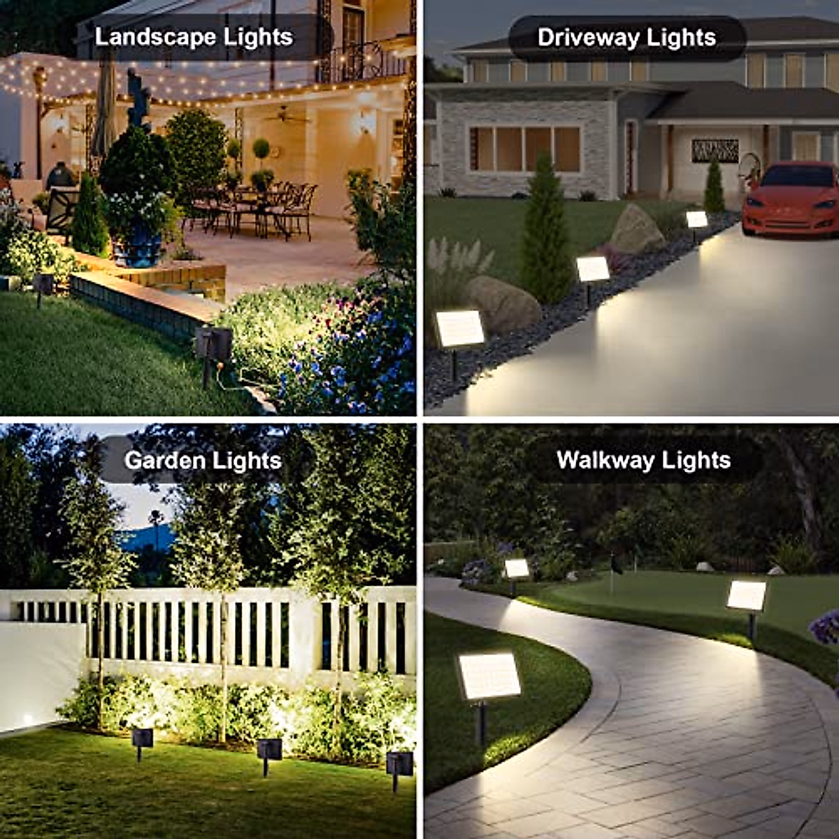 CREPOW Solar Flood Lights Outdoor Solar Landscape Spotlights , 54 LED Waterproof Separated Panel and Light Adjustable & Auto ON/Off Spot Lights for Garden, Yard, Lawn, Driveway Warm White, 2 Pack