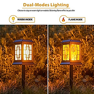 Solar Lantern Outdoor Lights,Big Size Hanging & Plug-in Lawn Path Solar Lights,Waterproof Flickering Flame Solar Lantern Lights，Solar Garden Light in Yard/Fence/Wall