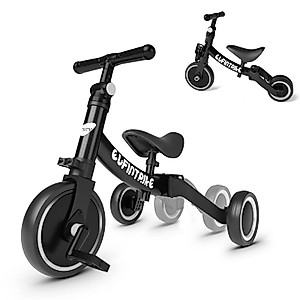 besrey 5 in 1 Toddler Bike for 1 Year to 4 Years Old Kids, Toddler Tricycle Kids Trikes Tricycle, Toys for Boy & Girl, Balance Training, Removable Pedals