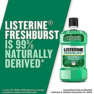 Listerine Freshburst Antiseptic Mouthwash for Bad Breath, Kills 99% of Germs That Cause Bad Breath & Fight Plaque & Gingivitis, ADA Accepted Mouthwash, Spearmint, 1 L