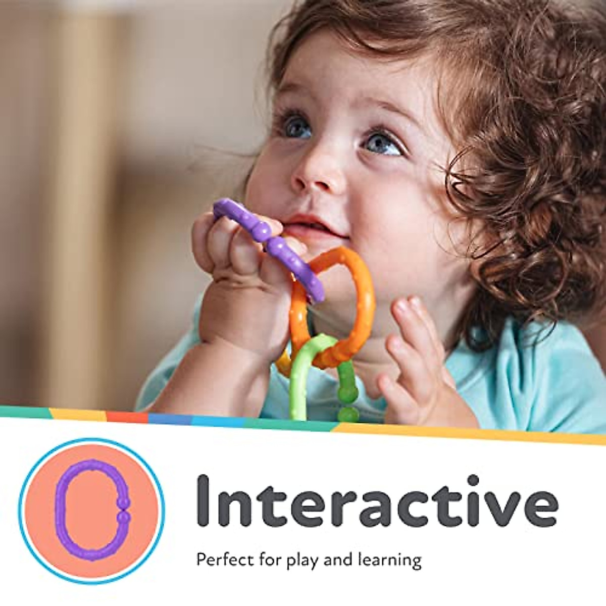 Nuby Linkables, 18 Colorful Attachable Links for Strollers, Car Seats, & Travel