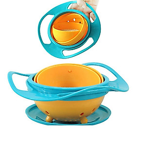 Gyro Bowl Funny 360 Degree Rotate Spill-Proof Bowl with Lid Feeding Without Mess Toy for Toddler Baby Kids Children,Pink
