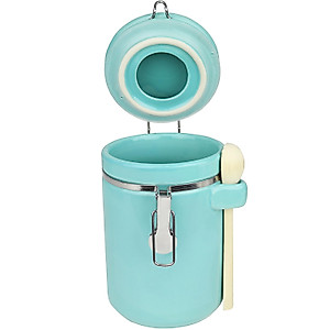 Blue Donuts 40 Oz Ceramic Airtight Jar, Ceramic Airtight Food Storage Containers, Ceramic Kitchen Canisters, 1182 ML Airtight Jar, Flour Jar with Lid, Food Storage Containers for Pantry, Turquoise