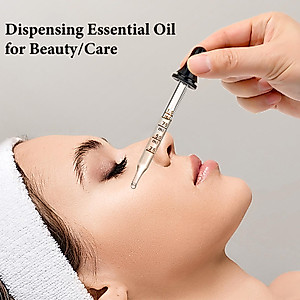 4 Pack 1ml Glass Eye Dropper with Measurement, Glass Medicine Droppers Tool, Long & Short, Bent & Straight Tip Calibrated Pipettes Dropper, Accurate Dose Dropper Measurer for Essential Oils Ear Lab