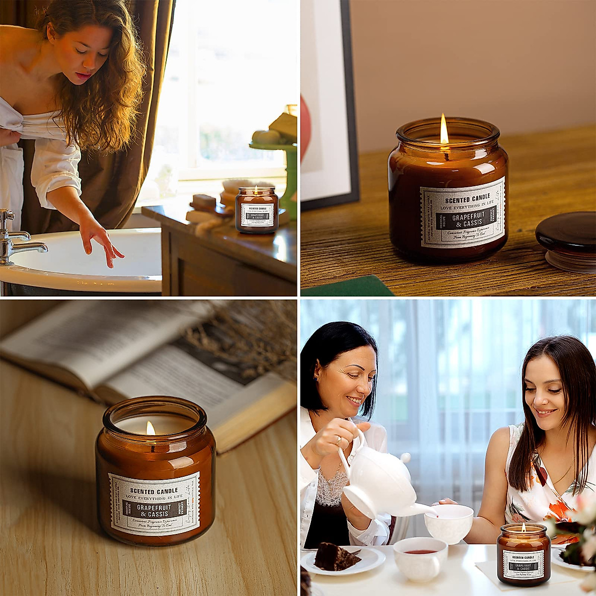 2 Pack Large Amber Grapefruit Candles for Home Scented - Mothers Day 32oz Candles Gifts for Women, Glass Jar Candles Gifts Sets for Women Girlfriend, Candles for Holiday Gifts -Amber