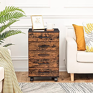 HOOBRO 5-Drawer Chest Dresser, File Cabinet, Wooden File Cabinet, Office Cabinet with Drawers, Storage Cabinet for Makeup, for Home Office, Study, Easy Assembly, Rustic Brown BF05WJ01