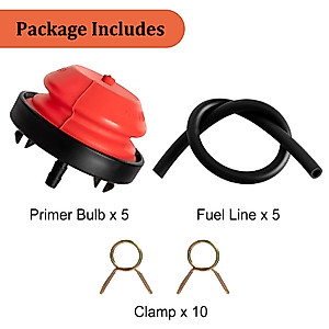 CLSR2U 951-10639A 570682A Primer Bulb with Fuel Line Hose for MTD Snowblower, Tecumseh AV520 H30, Craftsman, Troy-Bilt, Toro 751-10639, 5PCS