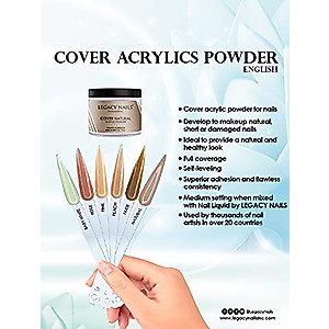 Legacy Nails Professional Cover NATURAL Acrylic Powder, 2 ounces - Ideal For French Nail Art, Full Coverage, Blending, Healthy Look Nail Extensions