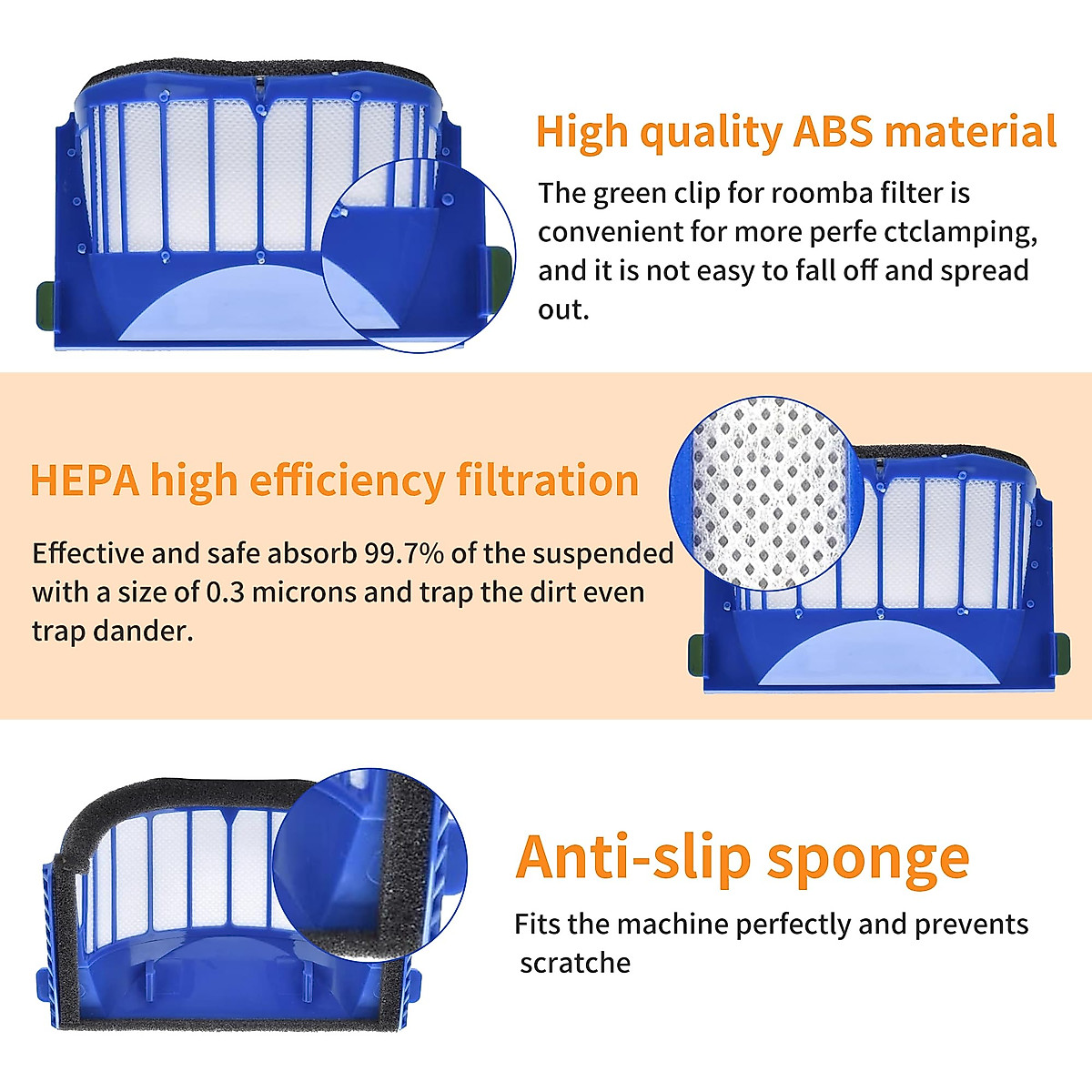 Amyehouse Replacement Parts Kit Bristle Flexible Beater Brush & Aero Vac Filter & Side Brush Compatible with iRobot Roomba 600 Series 595 610 614 618 620 630 640 650 660 680 685 690 692 694 695 Vacuum