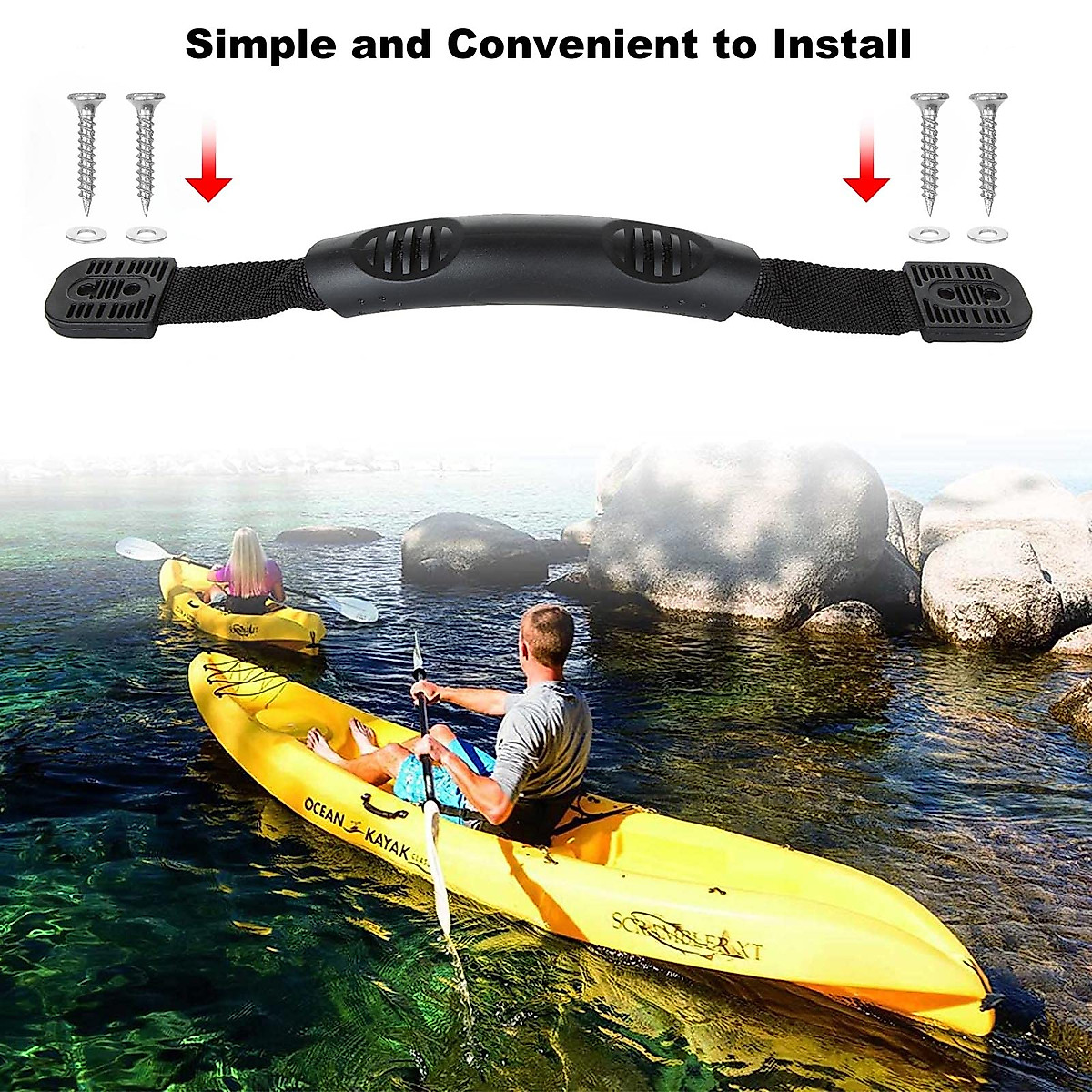 EATHEATY 8 Pack Kayak Handles Replacement, Heavy Duty Kayak Carry Handles, Durable Canoe Boat Side Mount Handle Accessory Kit for Kayaks Boat Suitcase Luggage, Black, Including 40 Mounting Screws