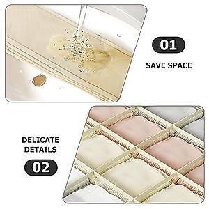 Alipis Sock Underwear Organizer Dividers Bra Storage Boxes Foldable Dresser Closet Cabinet Bins for Storing Bras Underpants Ties Belts Baby Clothes Dress Gloves Beige