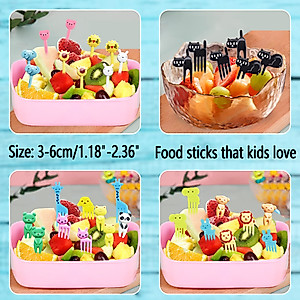 UOUYOO 36 Pcs Animal Food Picks for Kids, Cute Cartoon Animal Fruit Food Toothpicks,Reusable Lunch Picks for Kids Bento, Lunch Bento Box Picks for Toddler,kids lunch accessories