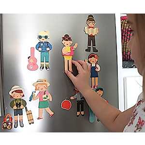 Petit Collage Magnetic Play Set, Little Travelers – Mix & Match Magnetic Game Board, Ideal for Ages 3+ – includes 2 Magnetic Scenes and over 25 Magnet Pieces, Ideal Travel Activity for Kids