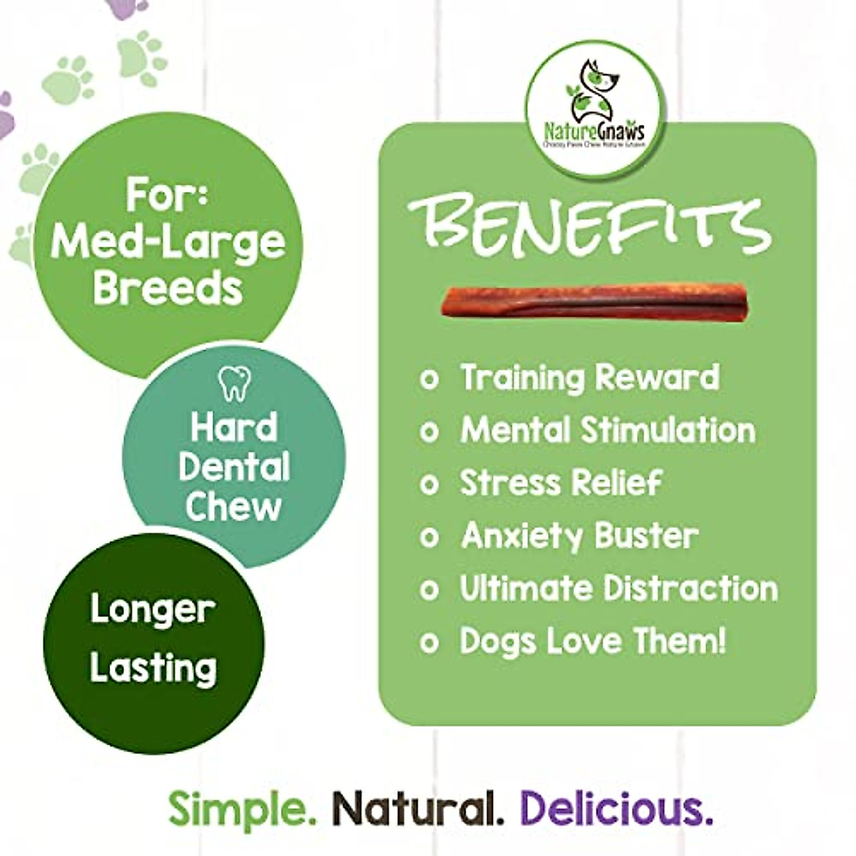 Nature Gnaws Mixed Bully Sticks for Small Dogs - Premium Natural Tasty Beef Bones - Simple Long Lasting Dog Chew Treats - Rawhide Free - 6 Inch