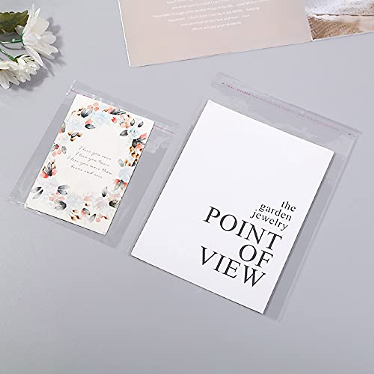 Self Sealing Cellophane Bags,6x9 Inch Resealable Cellophane Bags Self Adhesive for 6x9 Print Photos A7 A8 A9 Cards Envelopes and More,100 Pcs