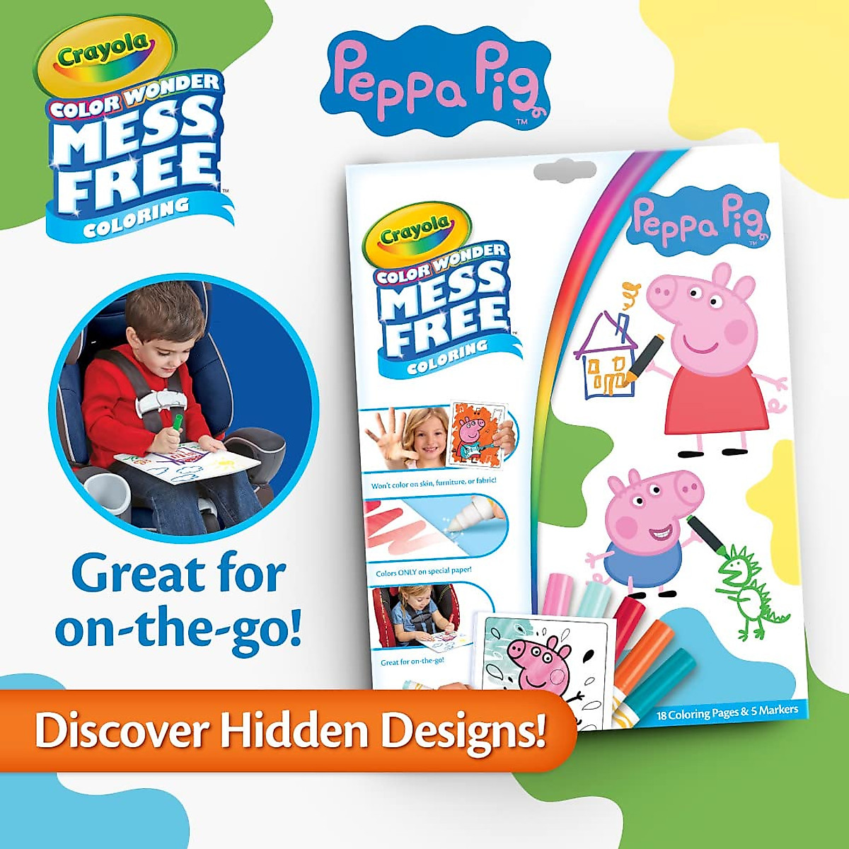 Crayola Peppa Pig Color Wonder Activity Set, Mess Free Peppa Pig Coloring Pages for Toddlers, Peppa Pig Toys & Gifts, Stocking Stuffers