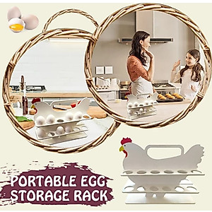 Wooden Egg Basket Holder Chicken Hen Shaped Egg Storage Basket Rack Display 24 Eggs (Rack only)