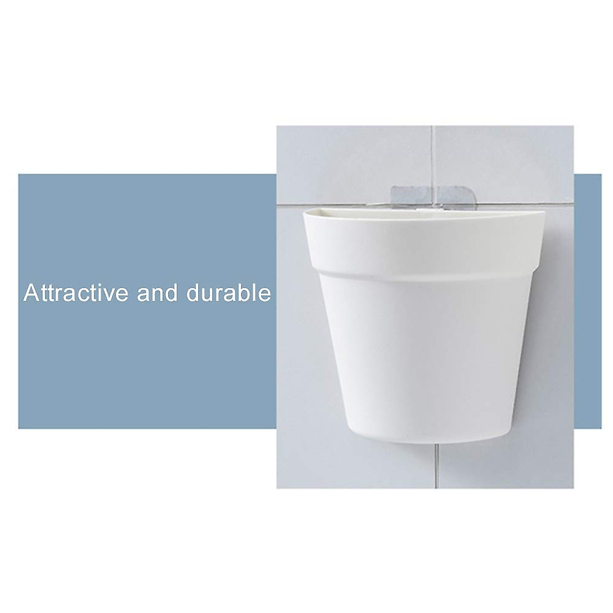 Cuteam Flower Pots for Garden, Semicircle Plant Bonsai Flower Pot Planter Bucket Wall Mount Office Home Decor Beige