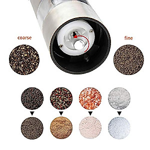 Electric Salt and Pepper Grinder Set Automatic Battery Operated Stainless Steel Spice Mills One Handed Push Button Peppercorn Grinders and Mills
