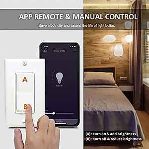 3-Way Smart WiFi Dimmer Light Switch, in-Wall, No Hub Required, Compatible with Alexa and Google Home, ETL and FCC Listed（WF31S）