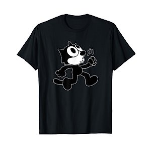 Felix Cartoon Whistling and Walking Music Notes Felix Tee T-Shirt