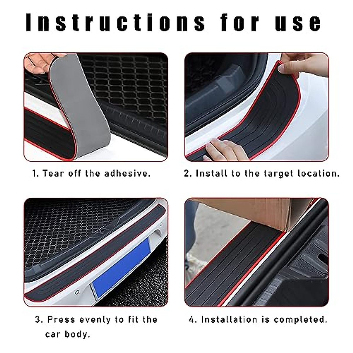 Kewucn Car Rear Bumper Protector Guard, Auto Scratch-Resistant Rubber Trunk Door Entry Guard Accessory, Universal Non-Slip Vehicle Trunk Door Sill Protector for Most SUV (41"×3.5", Black)