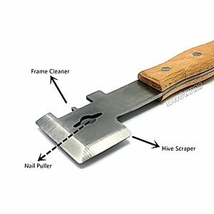 WEICHUAN Multifunction Hive Scraper Tool with Wooden Handle - Beekeeping Equipment Bee Hive Hand Tool Beekeeper Tool