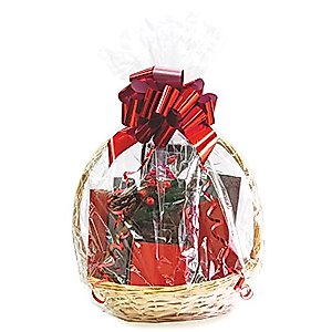 Morepack Large Cellophane Bags for Gift basket 30x30 Inches Clear Basket Bags 10Pieces
