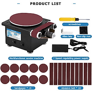 MXBAOHENG Mini Disc Sander 6-Inch Electric Mini Belt Sander 1.2-Inch by 15-Inch, Small Sanding Belt Machine for Wood Crafts Metal Stone Grinding 100W 8000RPM (Model A)