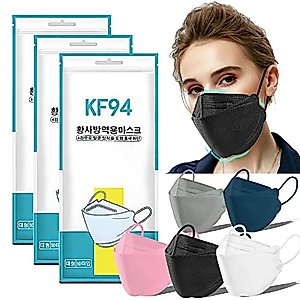 NINFICHO 50/100PCS Adult Disposable KF94 Face_Màsk, 4-Ply Breathable Comfortable KF94_BEF>94%, 3D Design Shape (5 Color Mix -100PCS)