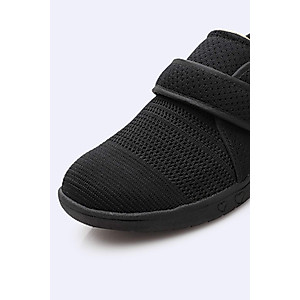 YH SUCED Women Diabetic Shoes for Elderly Women Wide Shoes Walking Shoes Adjustable Closure Breathable Lightweight Non Slip Sneakers for Swollen Feet Edema Width X-Wide Black 9