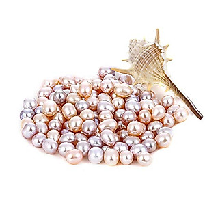 50Pcs Freshwater Cultured Pearl, Natural Oval Oyster Pearls Beads, Necklace Bracelet Earring Jewelry Making Supplies, Fun Gift for Women, Pearl Party, No Hole (Around 8mm)