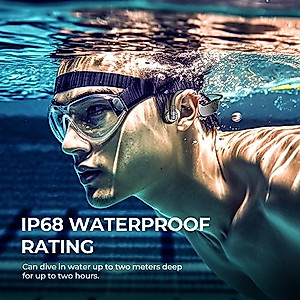 fojep 3-in-1 Bone Conduction Headphones for Swimming/Waterproof, Open Ear Bluetooth Headphones, Wireless Earphones Sport Earbuds with Built-in MP3 Player 32G Memory for Running, Cycling, Hiking, Gym