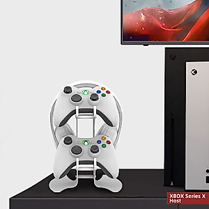 Controller Holder, Game Controller Headset Stand for Xbox Series X S/Xbox one / PS5 / PS4 / NS/PC/Headset, Aluminum Metal Headset Mount Universal Organizer for Video Game Accessories (White)