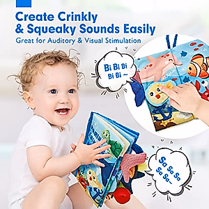 Baby Books 0-6 Months,Infant Tummy Time Toys High Contrast Sensory Baby Toys 6 to 12 Months Touch Feel Book Gift Christmas Stocking Stuffers for Boys Girls 0-3 Months Book Early Learning Stroller Toy