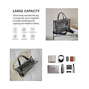Clear Tote Bag for Women, Large Plastic Tote Bag, Beach Bag Crossbody/Handbag/Shouder Tote Bag(10 * 8 * 4in) (Black)