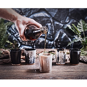 Norse Tradesman Ox-Horn Shot Glass Set (5) - 2 oz Mini-Drinking Horns for Toasting Spirits