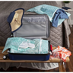 DII Laundry Storage Collection Mesh Zippered, XX-Large/X-Large/Large Set, Aqua Lattice, 5 Piece