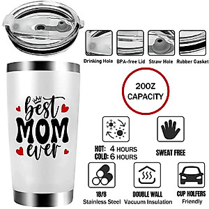 Gifts for Mom - Tumbler Gifts for Mom From Son, Daughter - Mothers Day, Valentine, Christmas, Birthday Anniversary Wedding Present for Her, Women, Best Mom Ever Gift - 20oz Insulated Tumbler