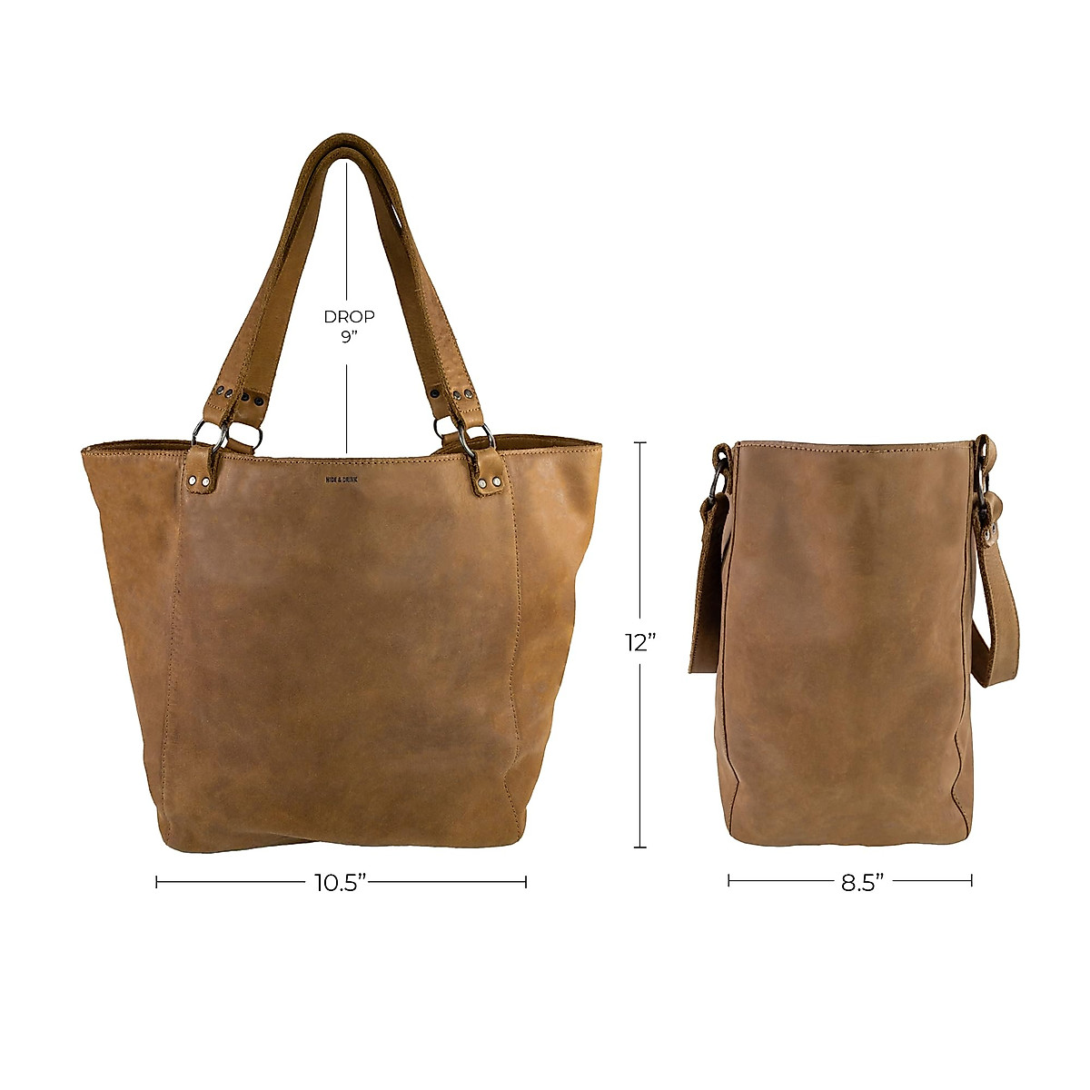 Hide & Drink, Formal Tote Bag, Female Bag, Travel and Shopping Accessory, Handbag for Women, Full Grain Leather, Handmade, Single Malt Mahogany