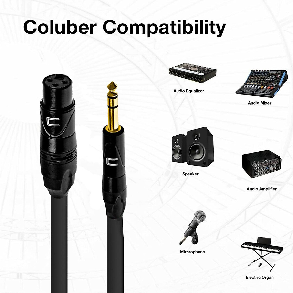 Balanced XLR Cable Female to 1/4" TRS Male - 100 Feet Blue - Pro 3-Pin Microphone Connector for Powered Speakers, Audio Interface or Mixer for Live Performance & Recording