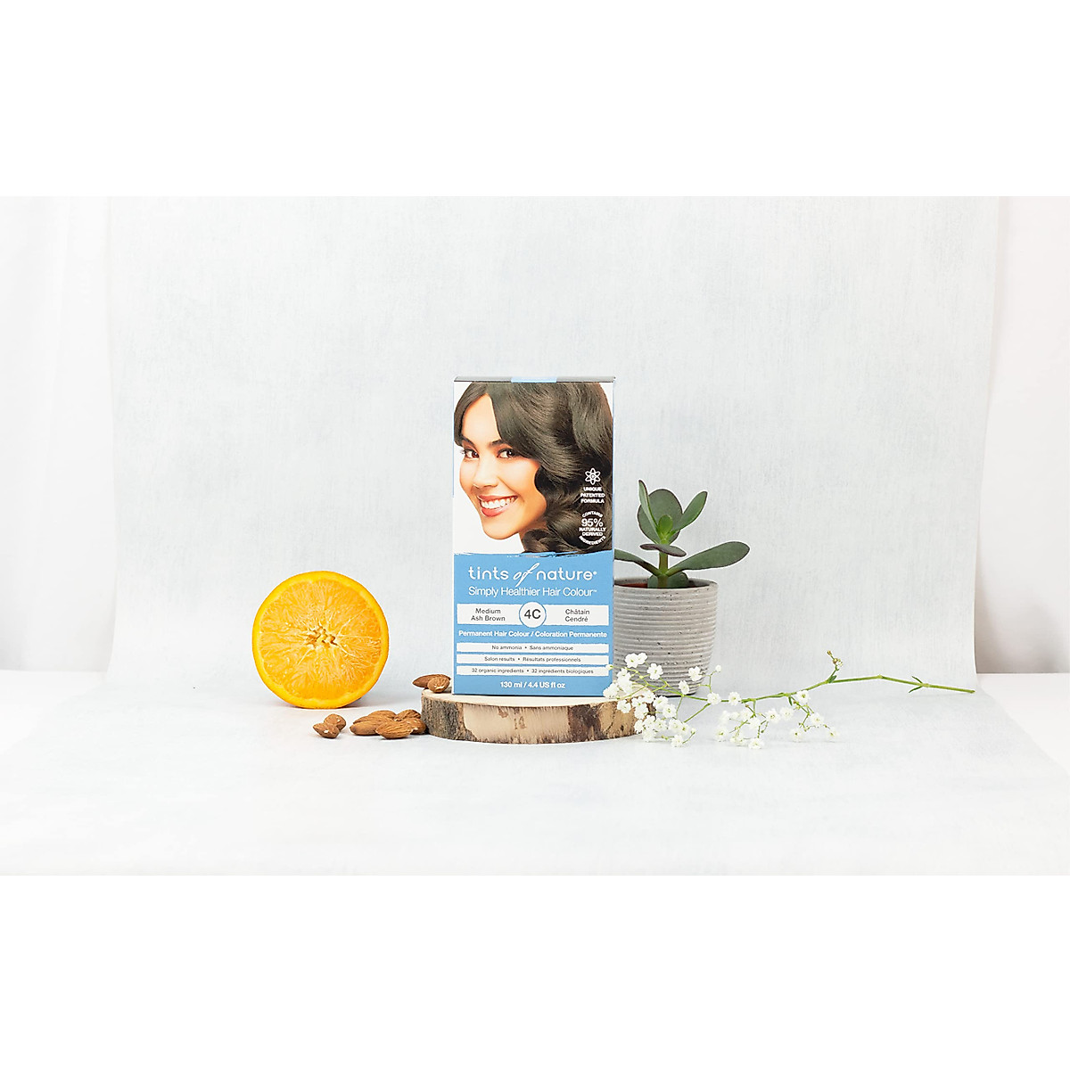 Tints of Nature 4C Medium Ash Brown Permanent Hair Dye, Nourishes Hair and Covers Greys, Ammonia-Free, 130ml