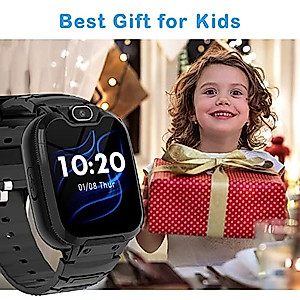 Kids Smart Watch with Camera Games Pedometer Video/Music Player Flashlights Calculator Alarm Clock Children Touch Screen Toy for Boys,Girls Age 4-12(Black)