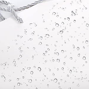 Lyellfe 30 Pack White Gift Bags, Waterproof Kraft Paper Bags with Handle Bulk, Heavy Duty Recyclable Shopping Bag, Retail Bags, Merchandise Bags for Birthday, Wedding, Party, Christmas, S, M, L