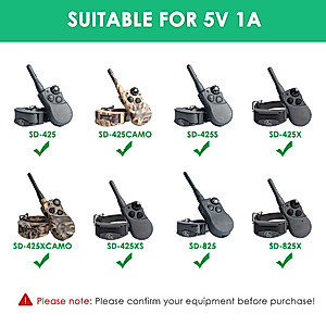 Mrgru Replacement Charger Cable Compatible with SportDOG SD-425 SD-425S SD-425CAMO SD-825 Remote Trainer Power Cord Adapter