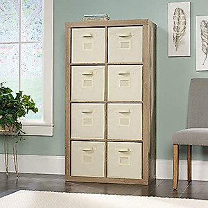 Sauder Stow-Away 8-Cube Organizer, L: 30.91" x W: 15.39" x H: 57.87", Lintel Oak Finish