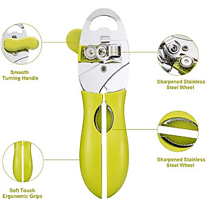 ThxMadam Manual Can Opener Smooth Edge, Kitchen Can Openers Stainless Steel Can Opener,Easy Turn Knob Handheld Can Opener with 2 Spare Blades