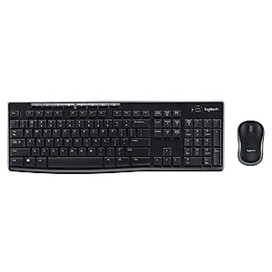 Logitech K270 Wireless Keyboard and M185 Wireless Mouse Combo — Keyboard and Mouse Included, Long Battery Life (Black with Mouse)