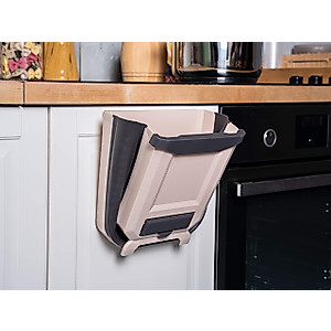 ARTHYS Hanging Trash Can for Kitchen Cabinet Door (Cream)